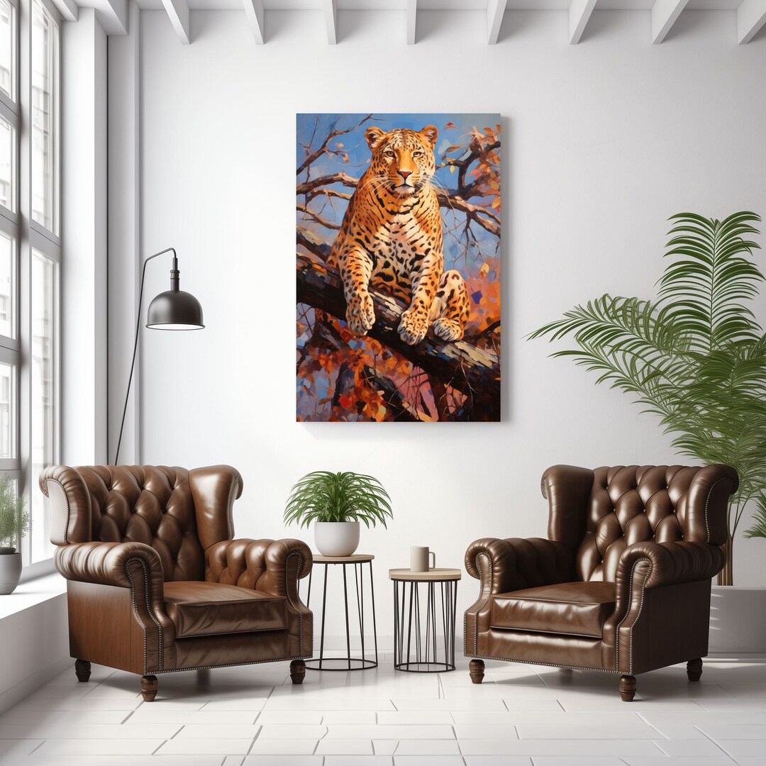Printable Art: Leopard in a Tree Abstract Oil Painting v2 - Etsy