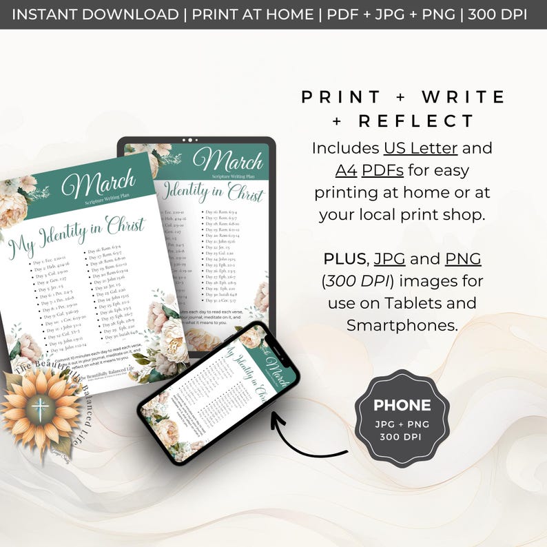March Scripture Writing Plan | My Identity in Christ (KJV) (digital ...