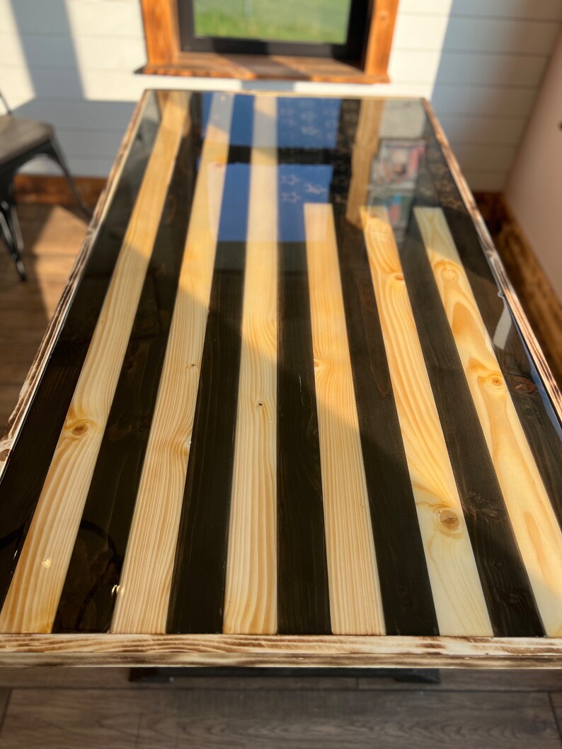 American Flag Table Rustic Epoxy Farmhouse Table for Farm American Flag ...