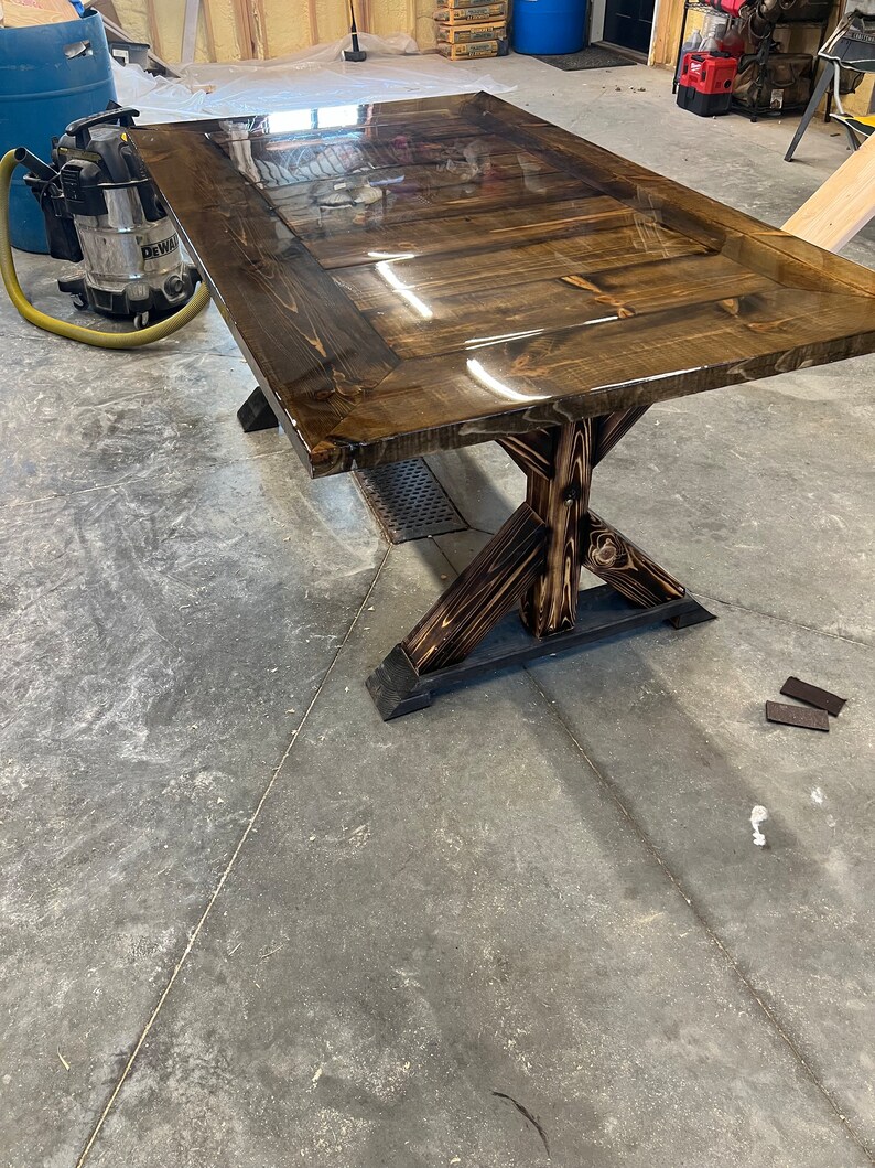 Farmhouse Table Farm Table Rustic Dining Table Kitchen Table Brown ...