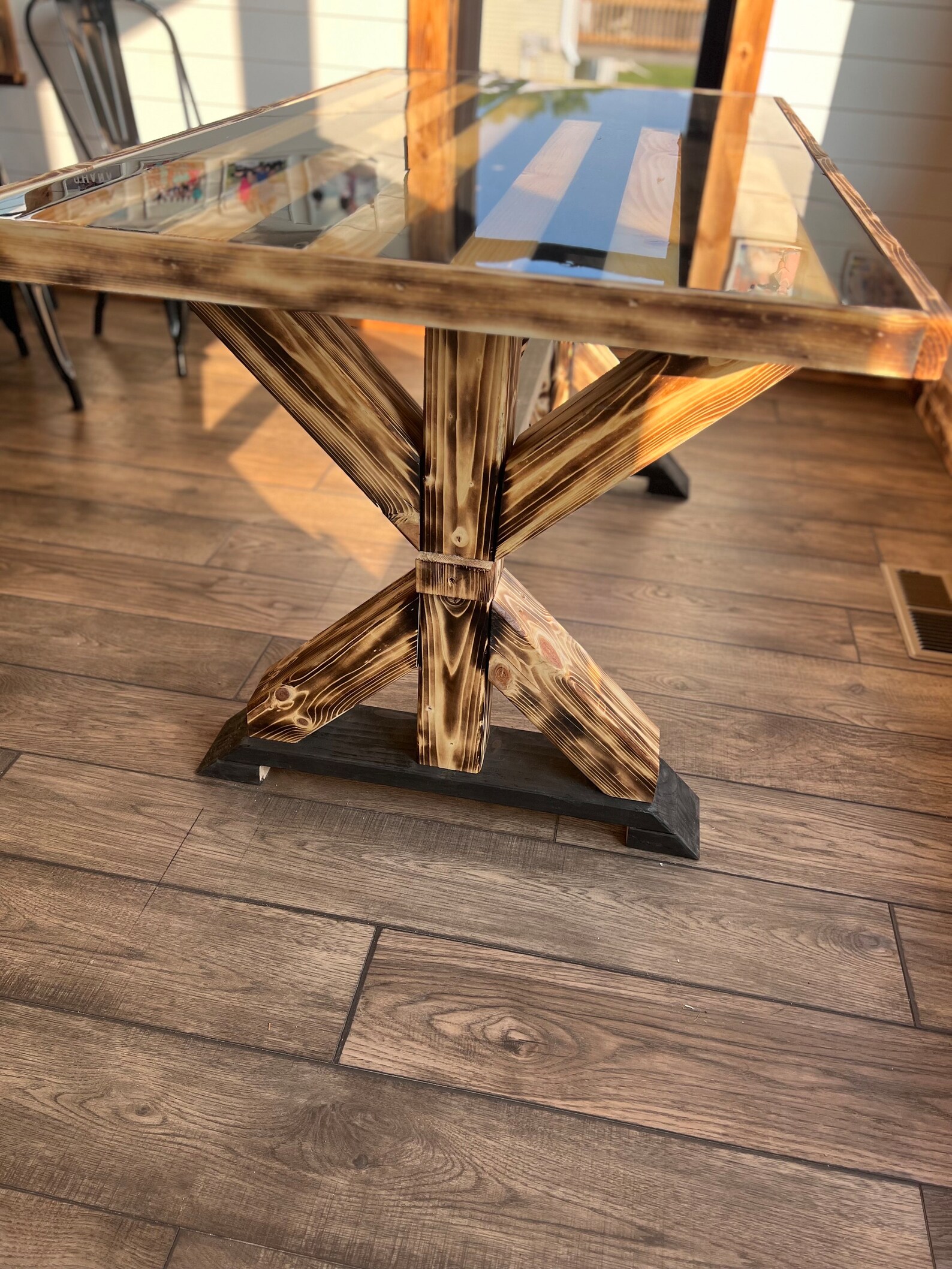 American Flag Table Rustic Epoxy Farmhouse Table for Farm American Flag ...