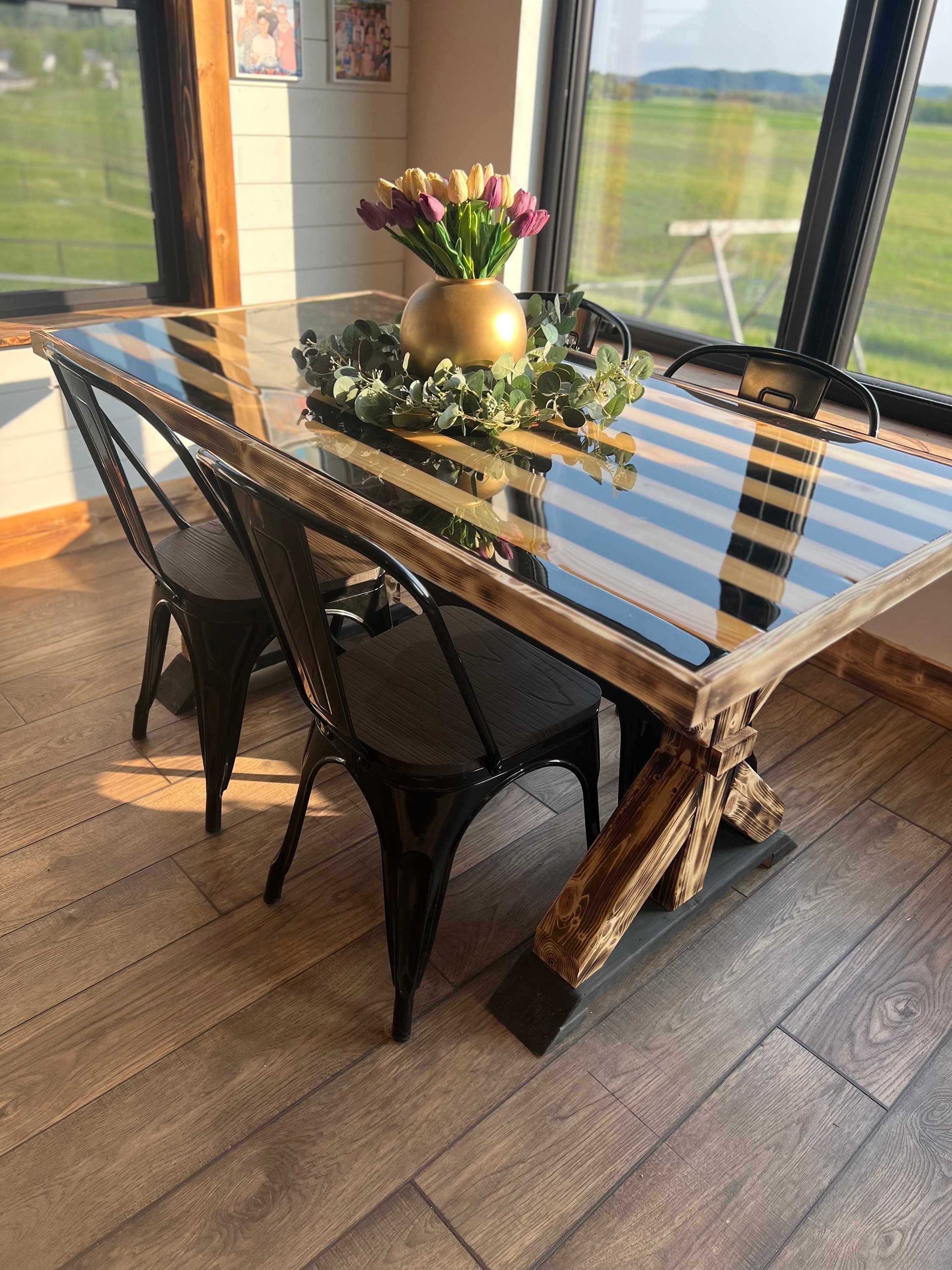 American Flag Table Rustic Epoxy Farmhouse Table for Farm American Flag ...