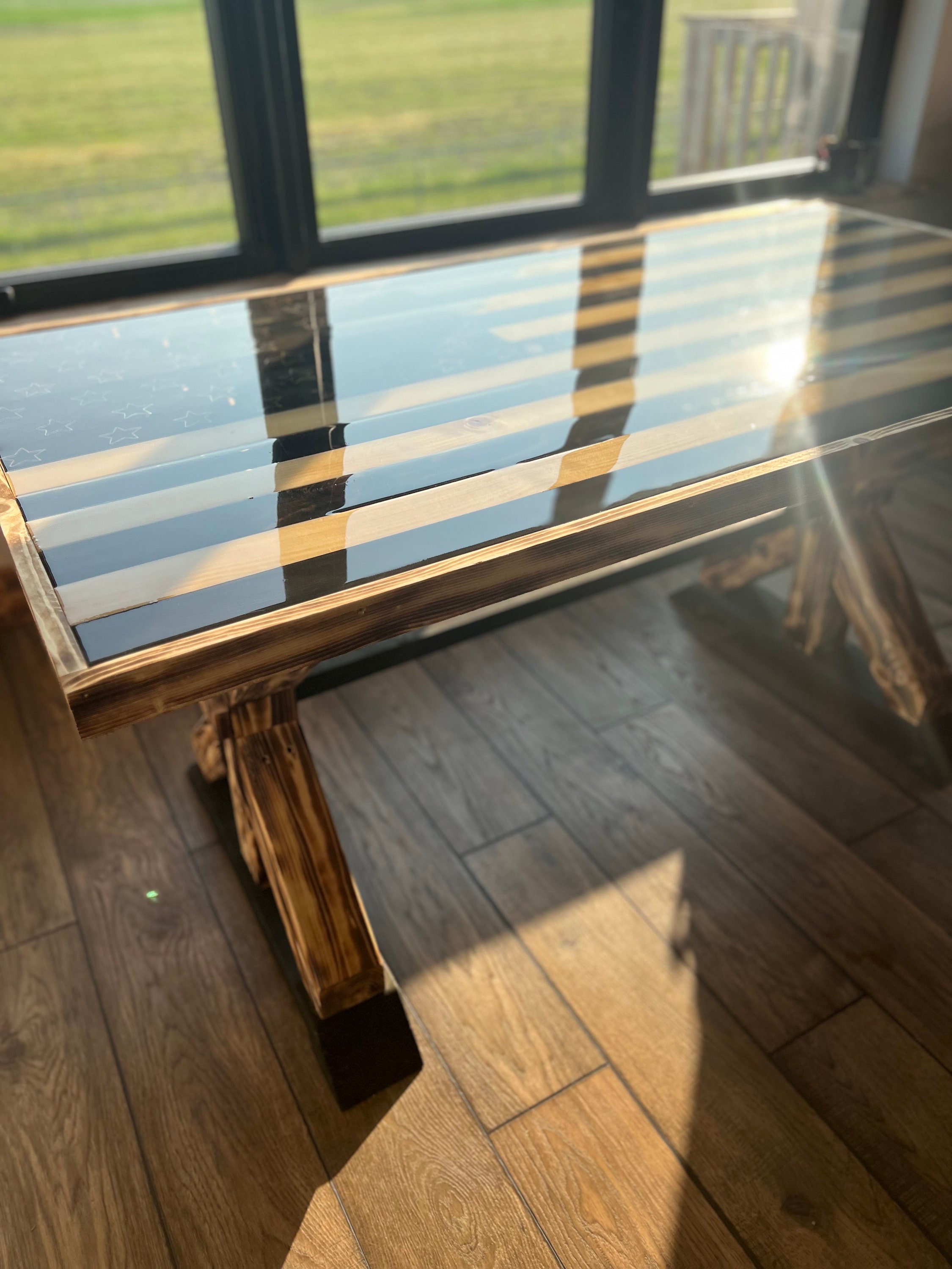 American Flag Table Rustic Epoxy Farmhouse - Etsy