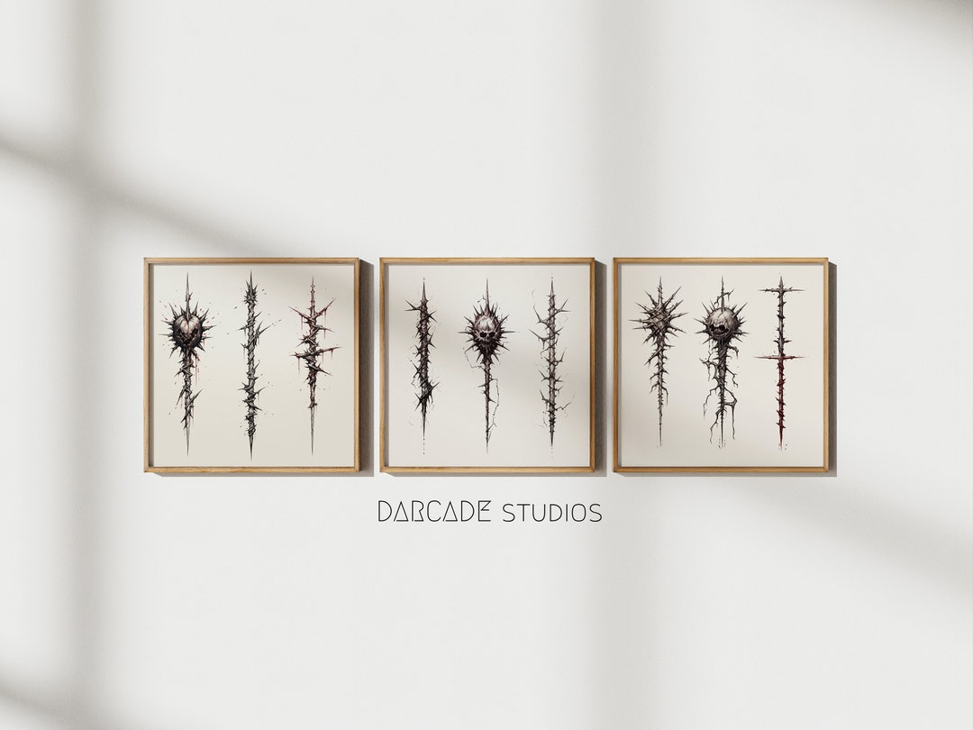Abstract Horror Totems Ink Sketch (bundle of 3) / Printable Ink Sketch ...