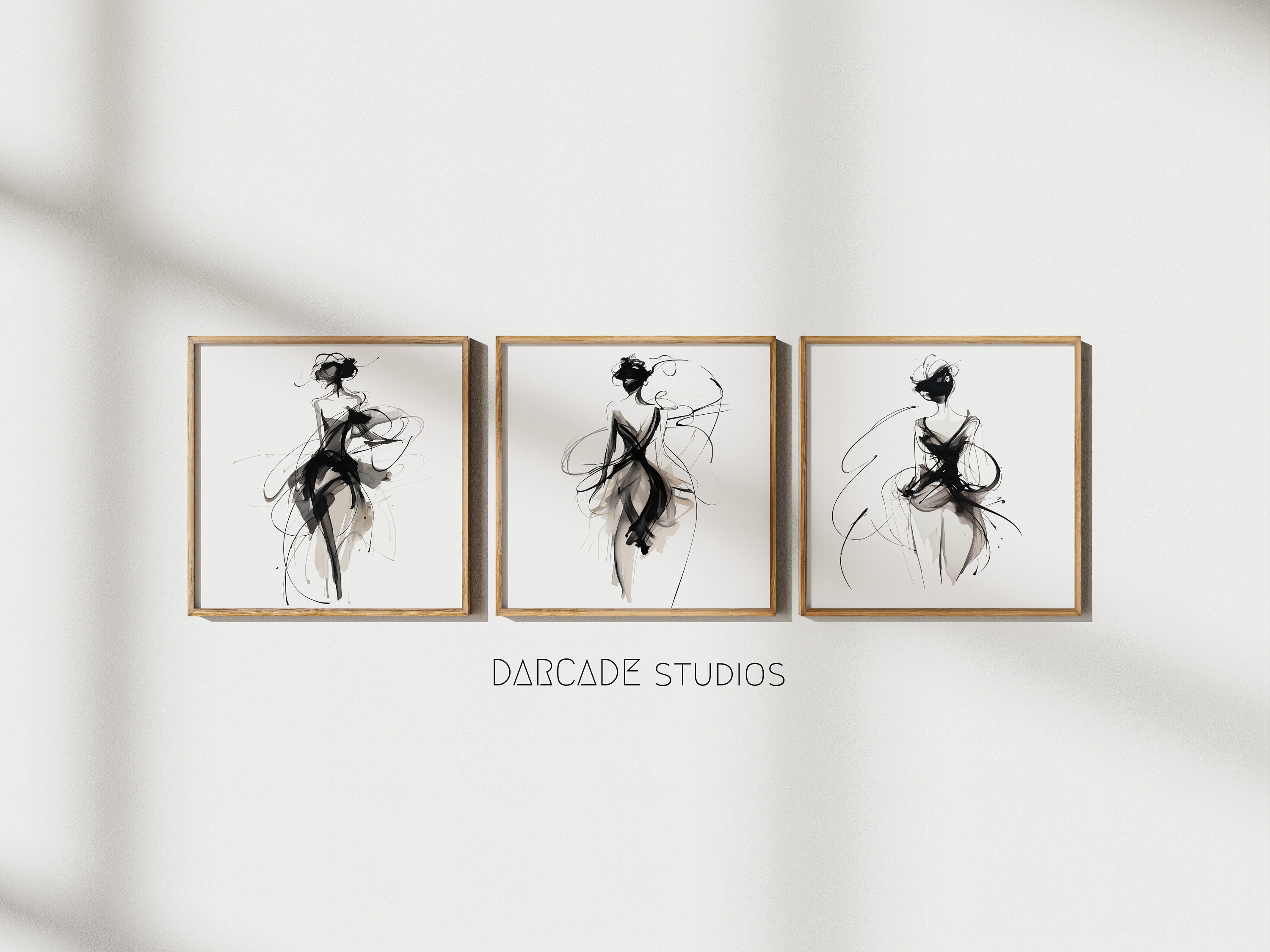 Abstract Female Figure Ink Sketch bundle of 3 / Printable Ink Sketch - Etsy