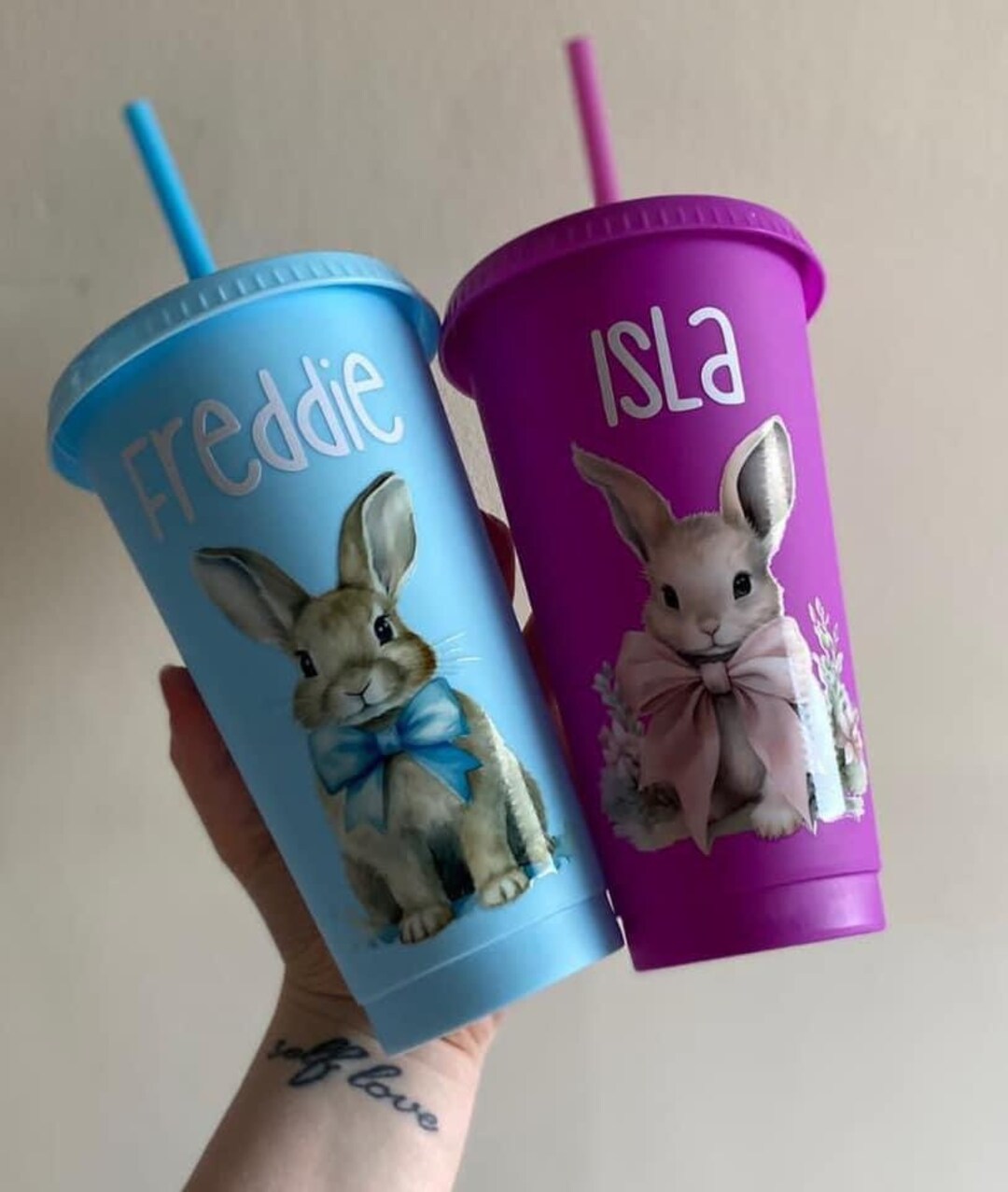 Easter Bunny Cold Cups Custom Cute Multiple Designs Available Drinkware ...