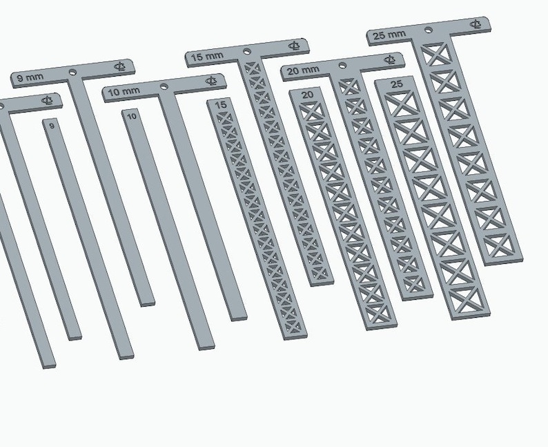 T-spacer Set for Bookbinding in 11 Sizes From 3 Mm to 25 Mm, 190 Mm ...