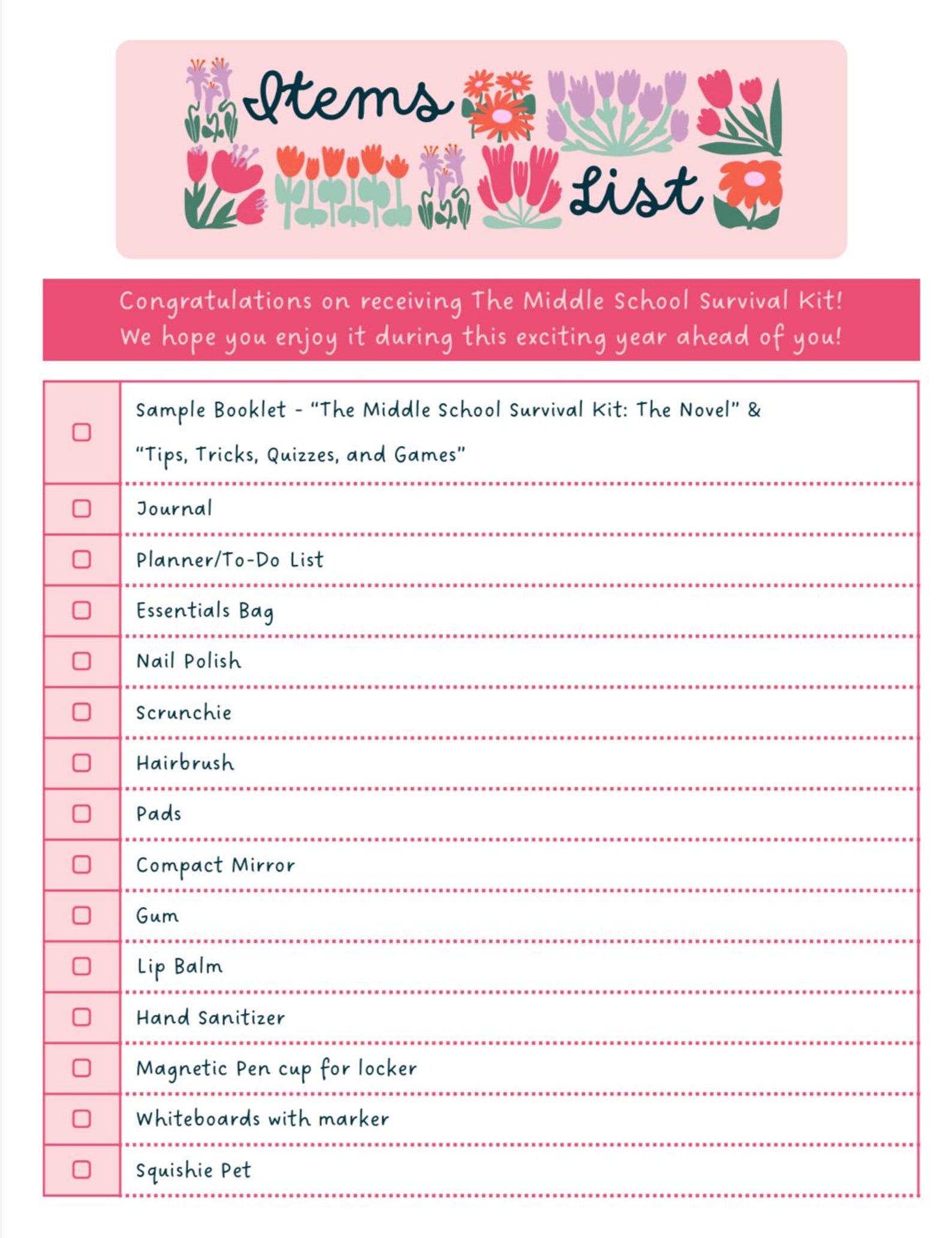 The Middle School Survival Kit - Etsy