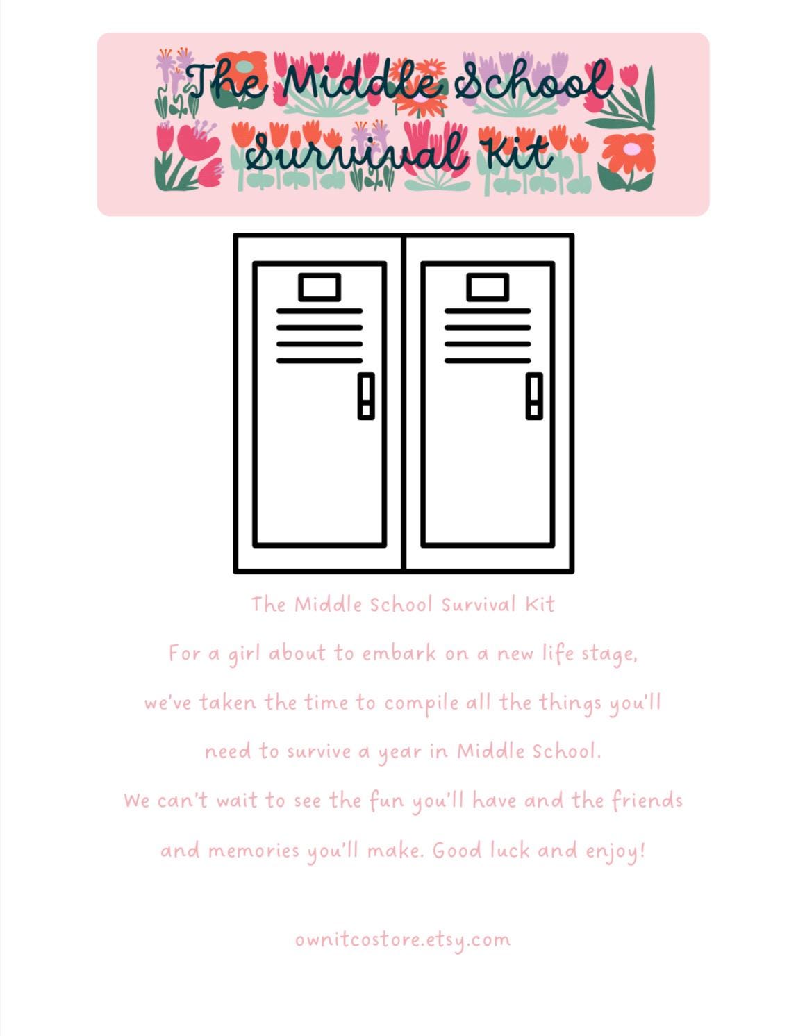 The Middle School Survival Kit - Etsy