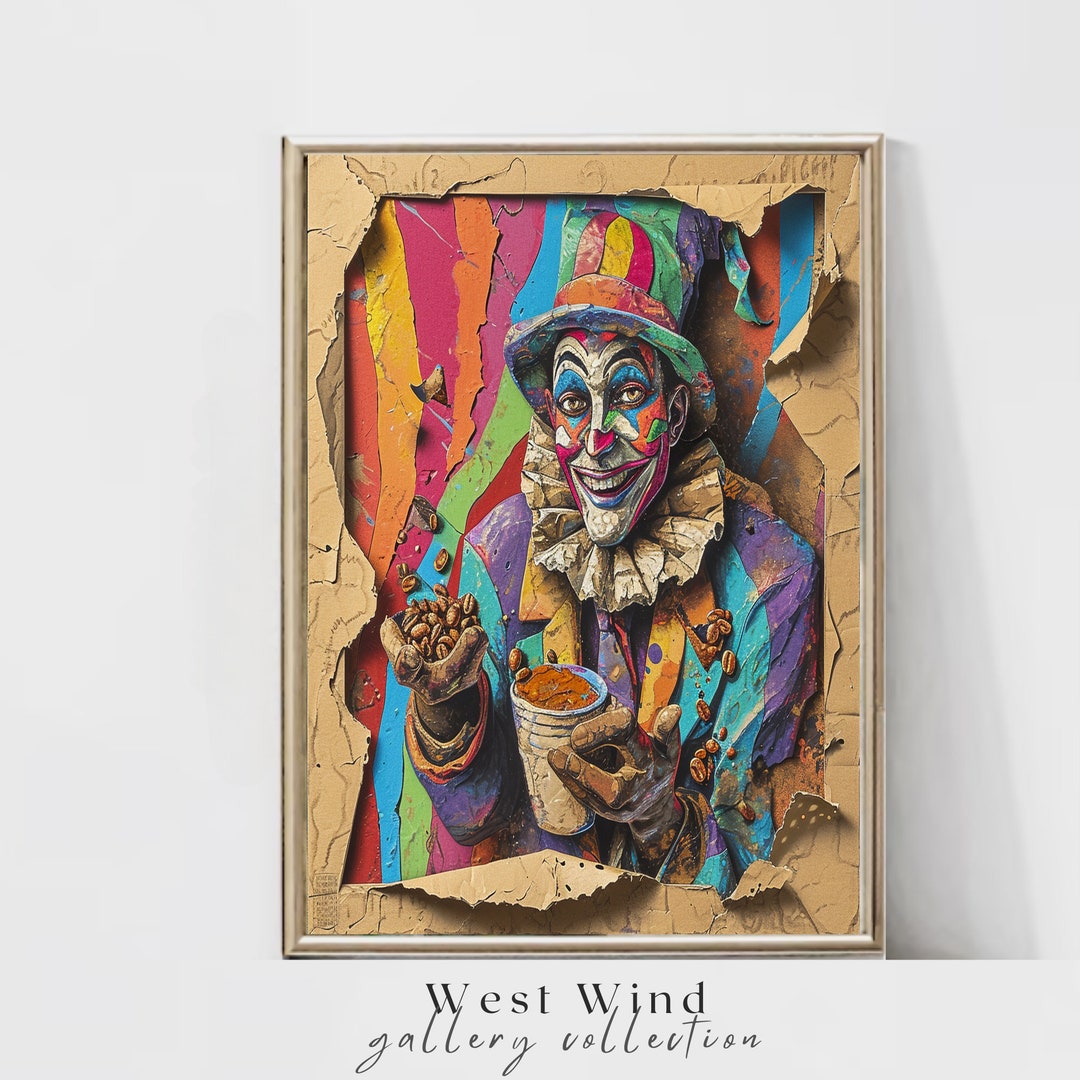 Cheerful Clown With Vibrant Colors and Pop Art Style , Digital Print - Etsy