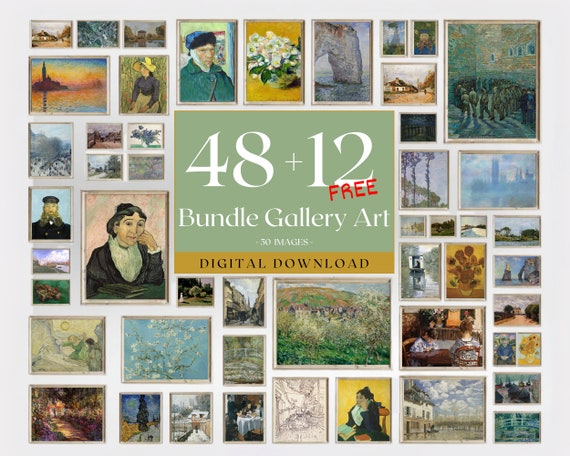 60 BUNDLE Van Gogh and Claude Monet Select Prints | B… - Gem