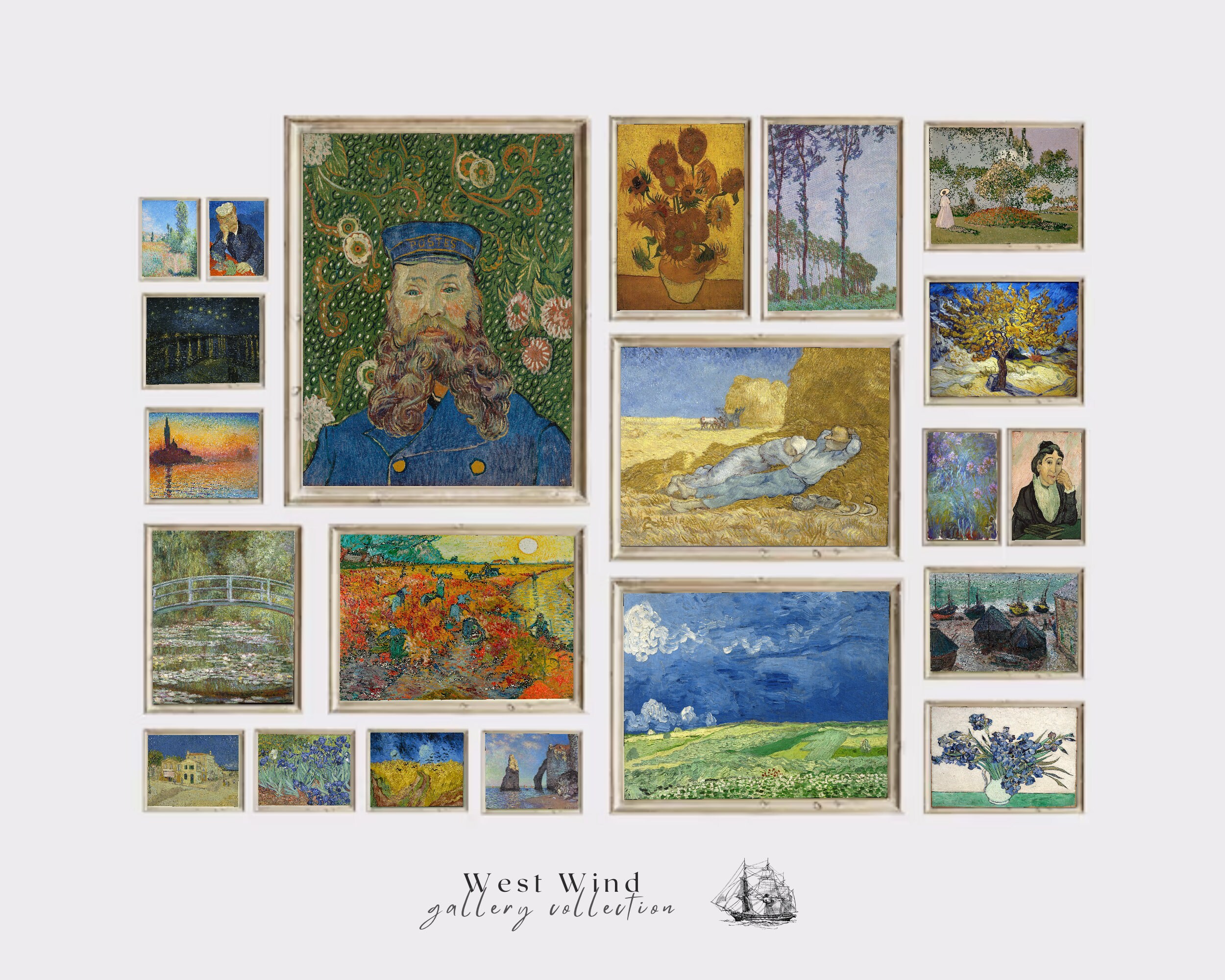 50 BUNDLE Van Gogh and Claude Monet Select Prints Beautiful Gallery ...