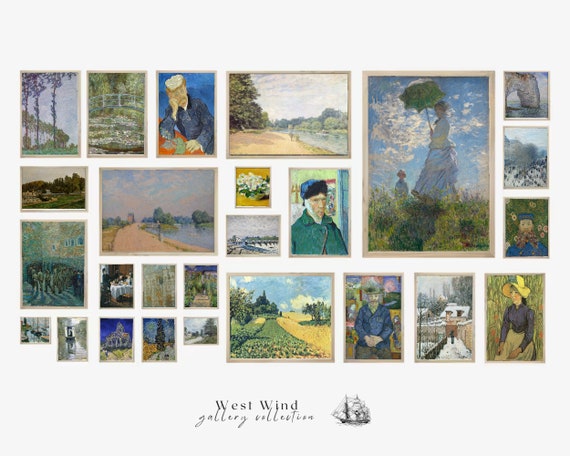 60 BUNDLE Van Gogh and Claude Monet Select Prints | B… - Gem