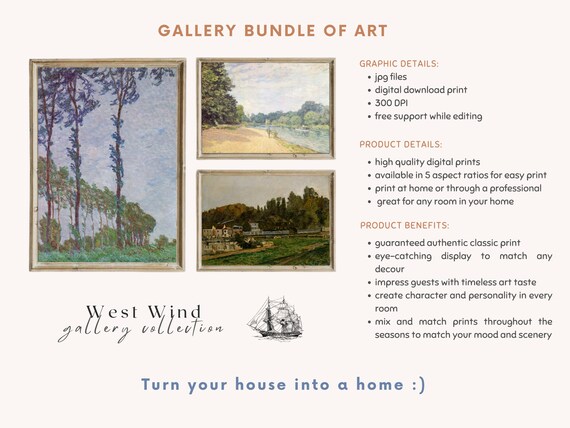 60 BUNDLE Van Gogh and Claude Monet Select Prints | B… - Gem