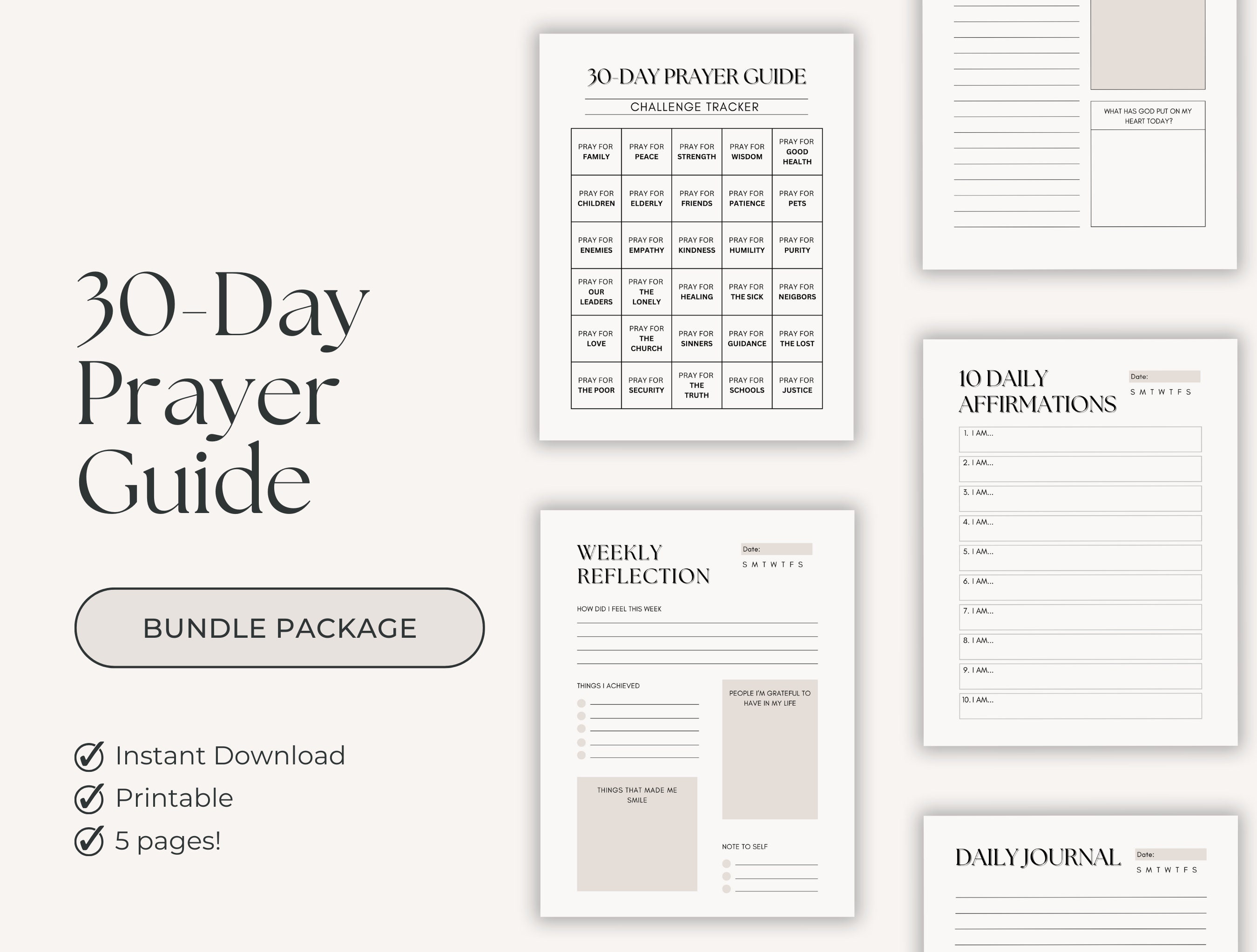 Prayer Journal Printable, 30 Day Prayer Guide, 30 Day Prayer Challenge ...