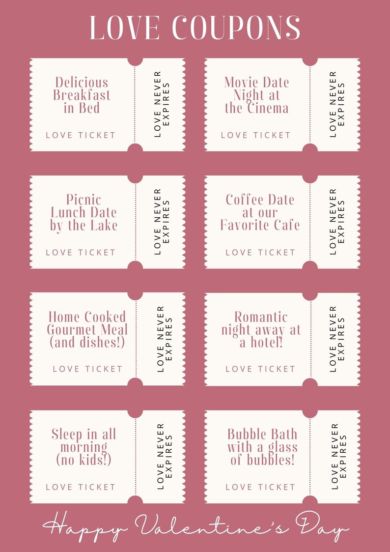 Valentine's Day - Digital Love Coupons - Etsy