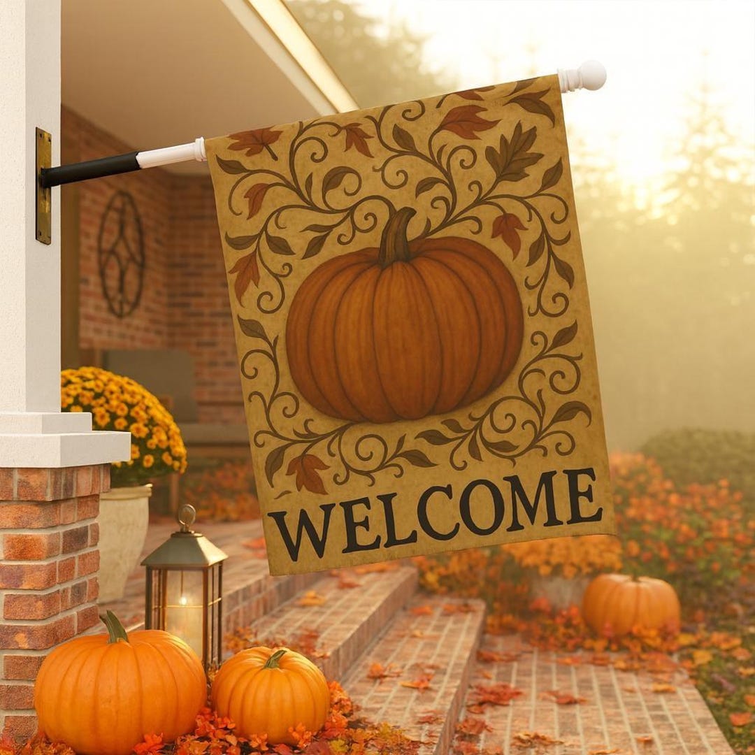 Vintage Fall Welcome Flag: Rustic Pumpkin Farmhouse Porch Decor - Etsy