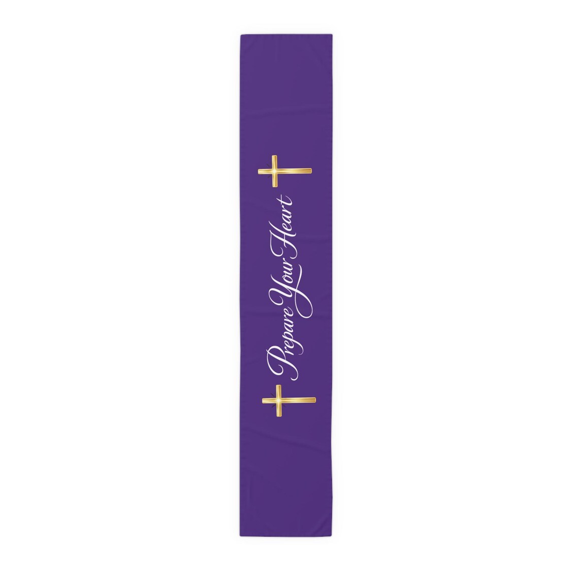 Lent Table Runner Purple Christian Decor Prepare Your Heart Gold Cross ...