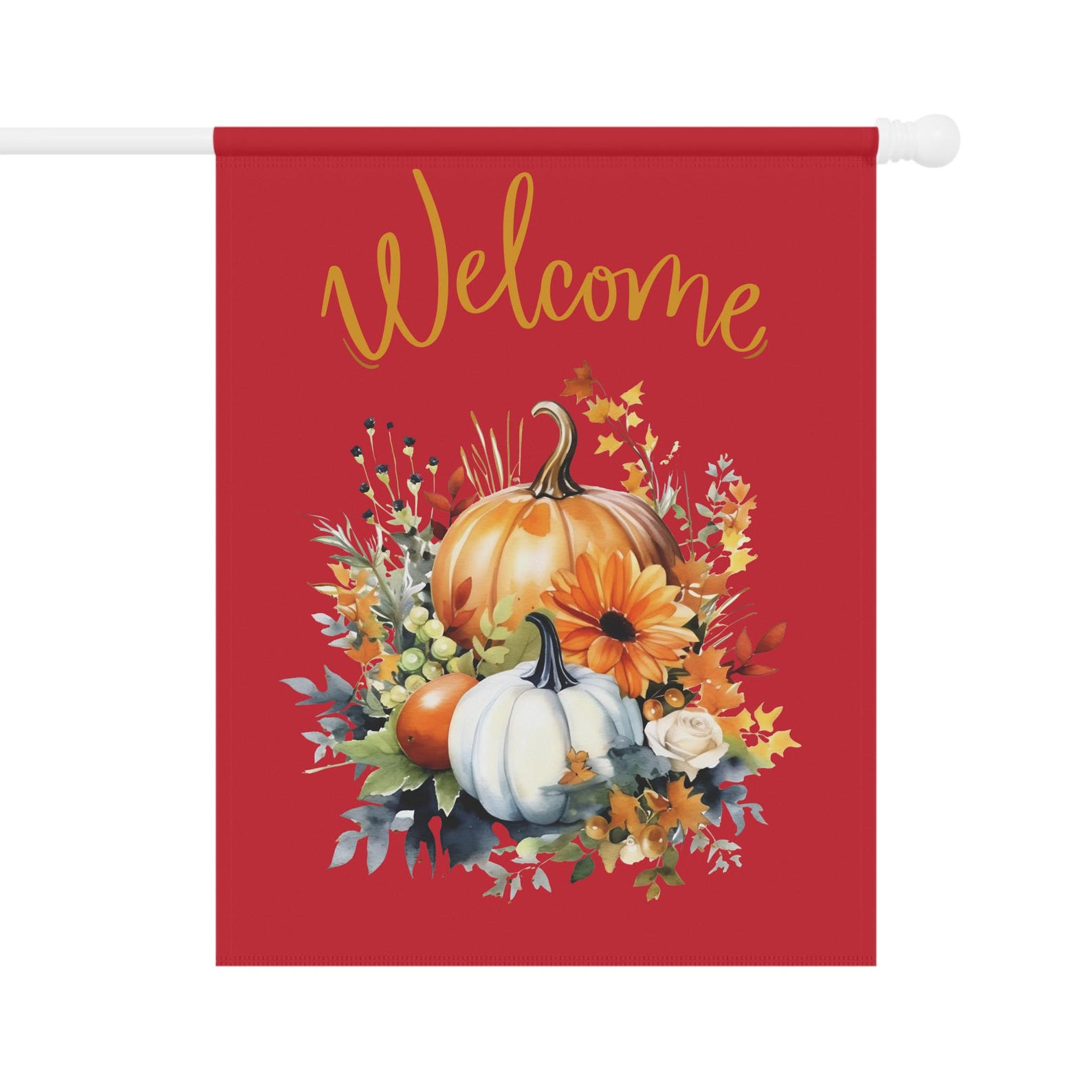 Custom Fall Welcome Flag - Fall Decor in Beautiful Reds and Oranges ...