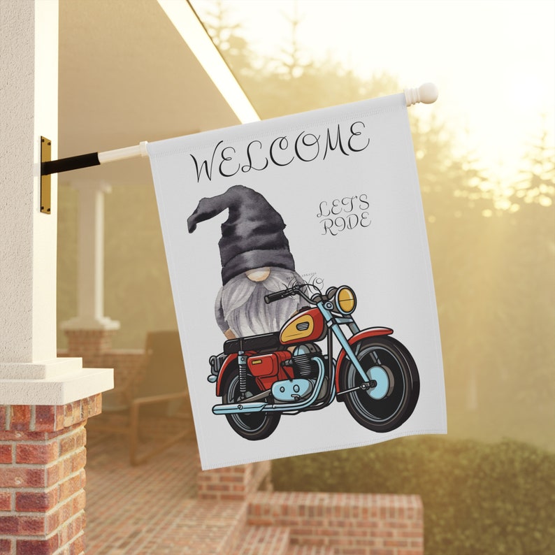 Biker Gnome Motorcycle Garden Flag: Custom Let's Ride Decor - Etsy