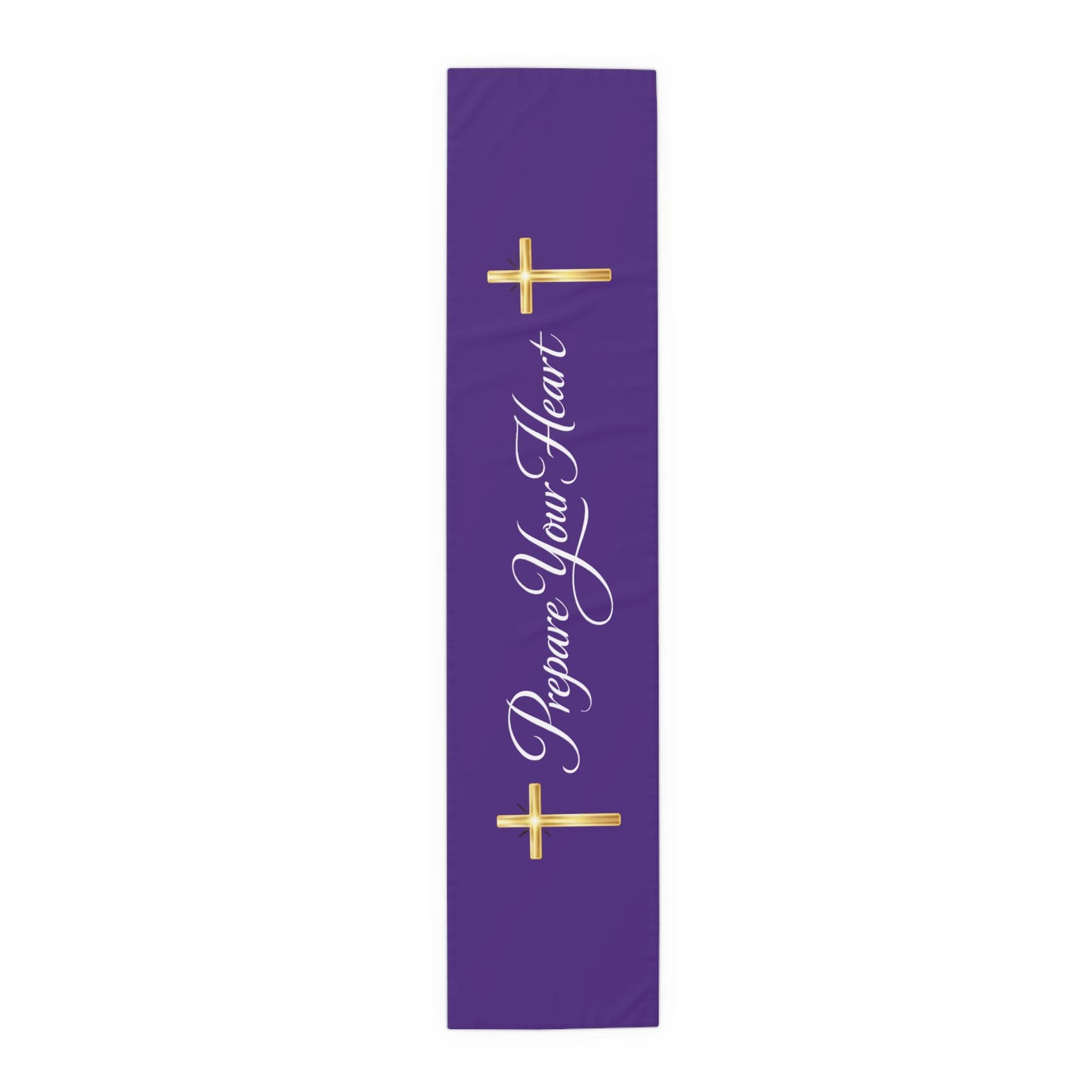 Lent Table Runner Purple Christian Decor Prepare Your Heart Gold Cross ...