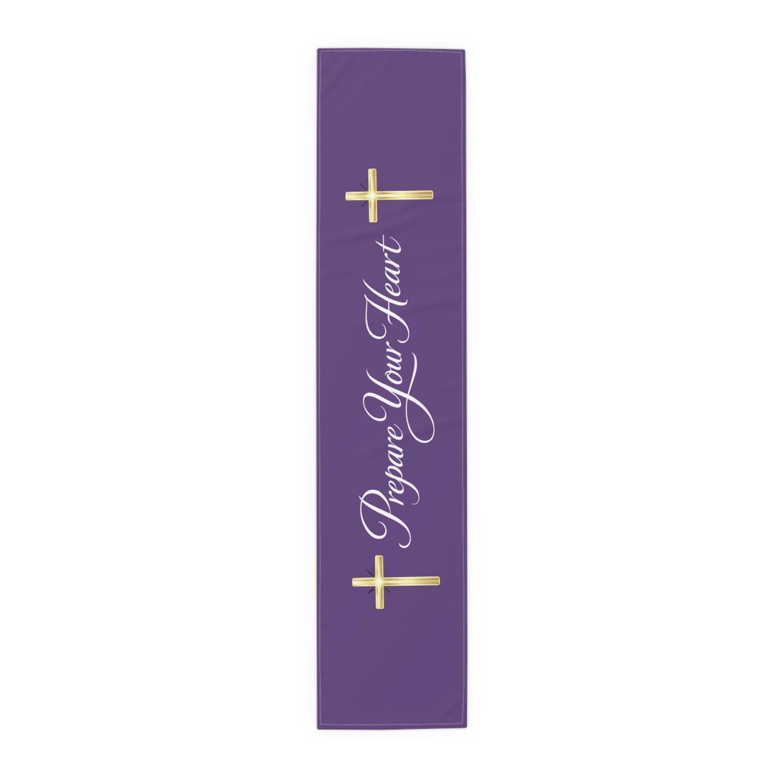 Lent Table Runner Purple Christian Decor Prepare Your Heart Gold Cross ...