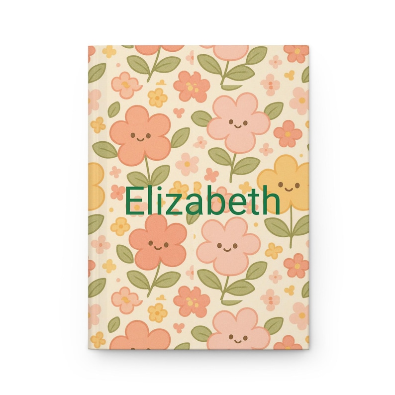 Personalizeable Kawaii Aesthetic Happy Flowers Personalized Journal for ...