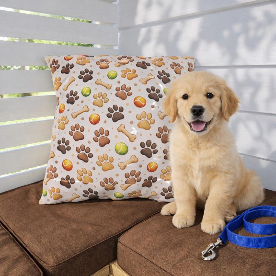 Dog Paw Print Outdoor Pillow Pet Lover Porch Decor UVA and Water ...