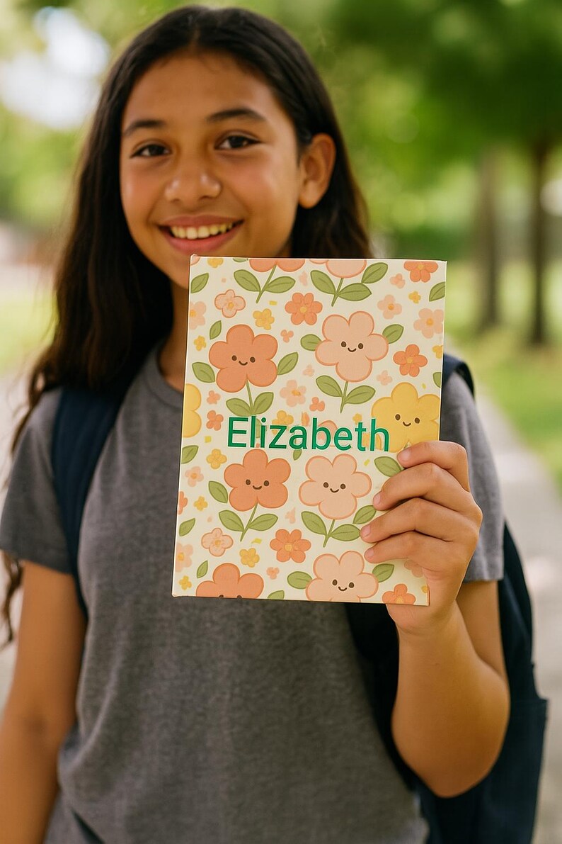 Personalizeable Kawaii Aesthetic Happy Flowers Personalized Journal for ...