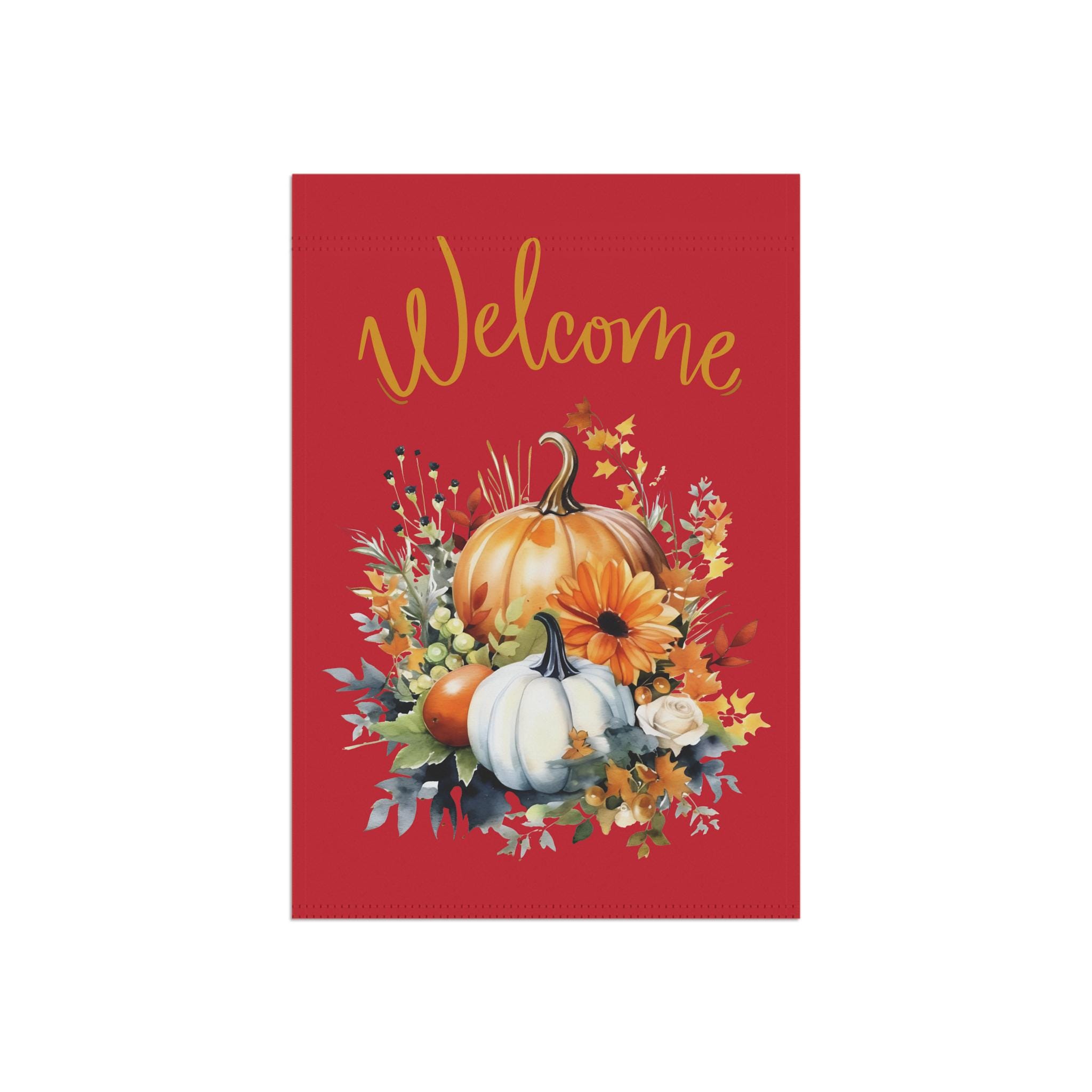 Custom Fall Welcome Flag - Fall Decor in Beautiful Reds and Oranges ...