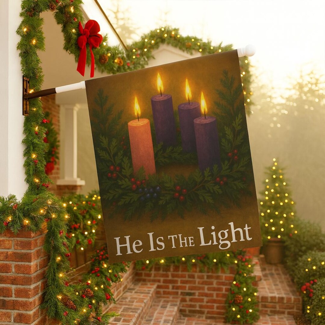 Advent Garden Flag: He is the Light, Religious Christmas Decor - Etsy ...