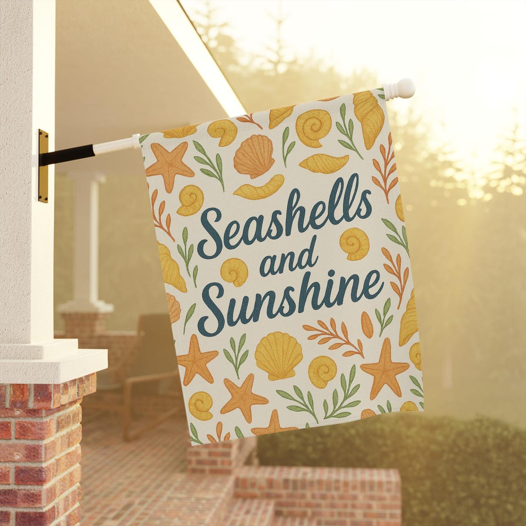 Seashells and Sunshine Garden Flag Coastal Spring Summer Yard Decor - Etsy