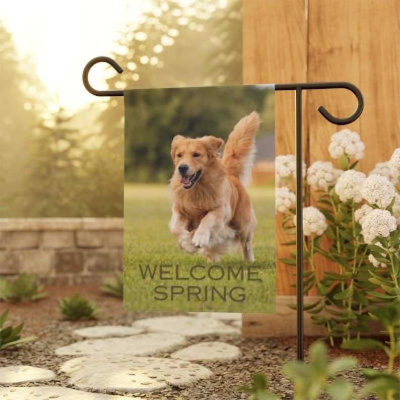 Custom Golden Retriever Welcome Flag Garden Flag House Banner Golden ...