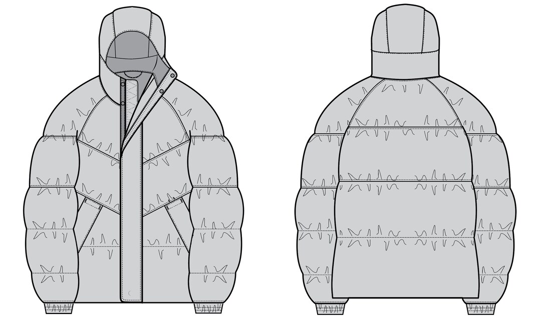 Short Hooded Down Technical Jacket - Apparel CAD - Etsy