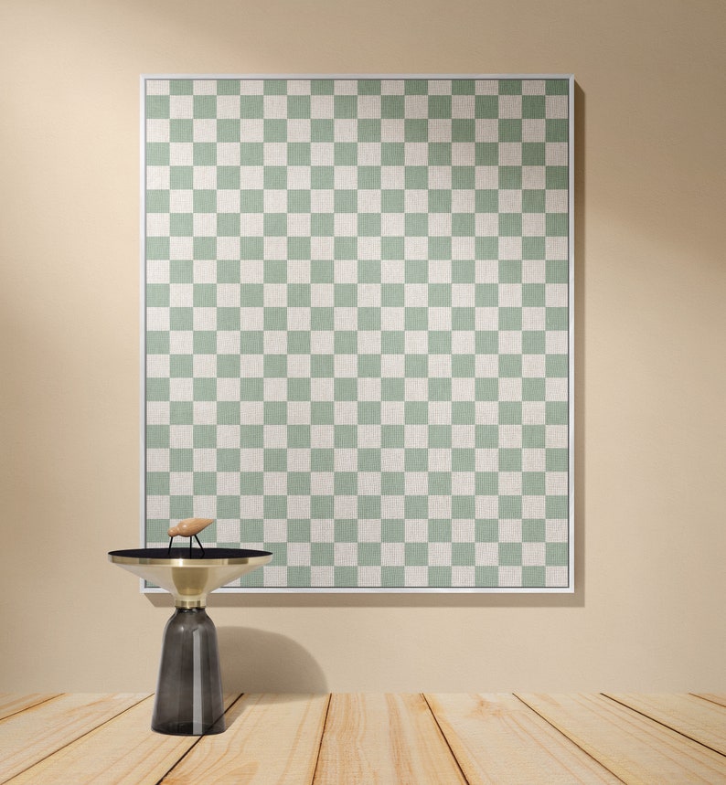 Mint Green Checkered Hand Woven Blanket, Tapestry Throw Picnic Blanket ...