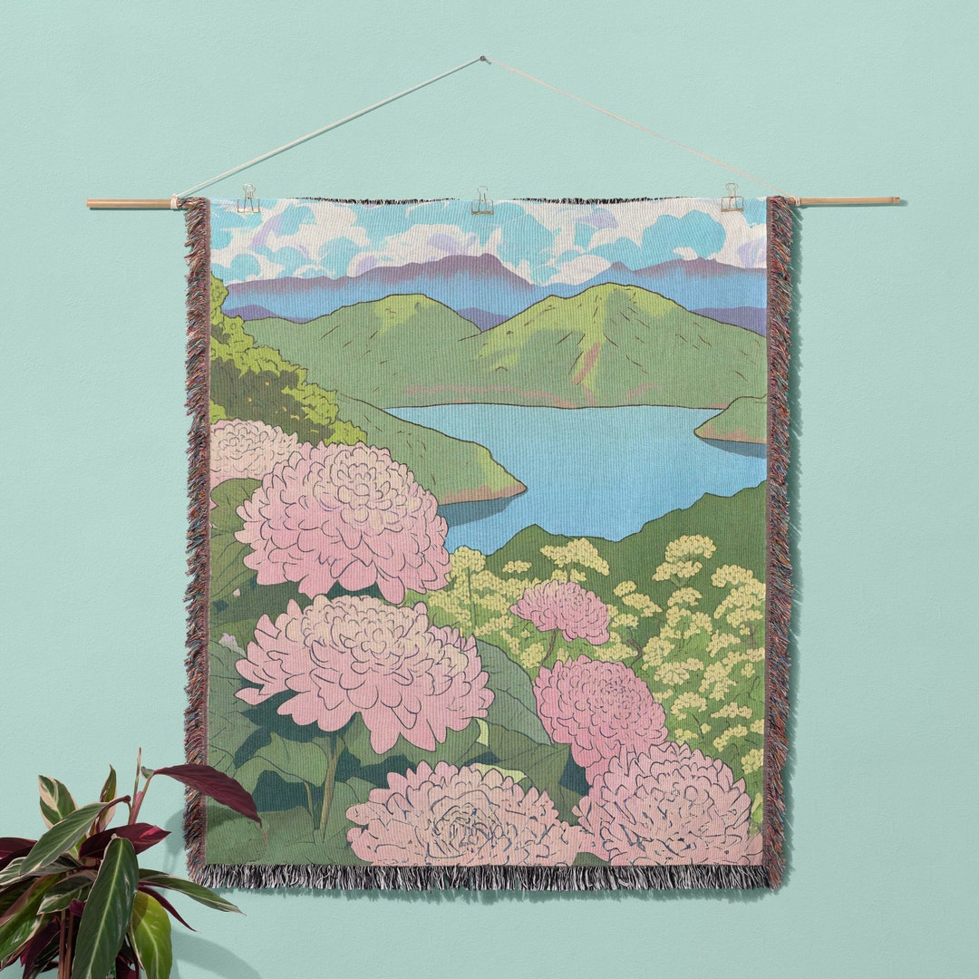 Anime Botanical Landscape Wall Tapestry, Botanical Wall Hanging ...