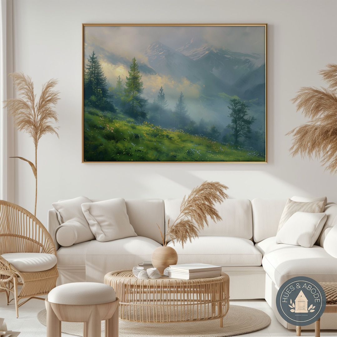 Swiss Alps Painting Alps Mountain Artwork Swiss Alps Landscape Painting ...