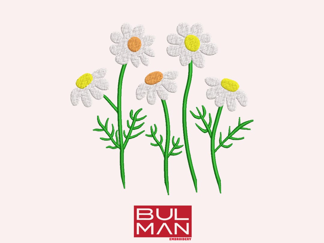 Daisy Flowers Embroidery, Flower Machine Embroidery, Daisy Embroidery ...