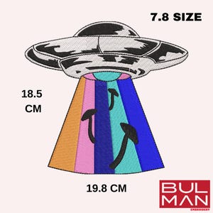 Ufo Embroidery Design, Alien Machine Embroidery File, Movie Embroidery ...