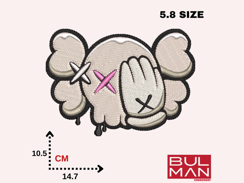 Kaws Embroidery Design, Cartoon Art Machine Embroidery File (instant ...