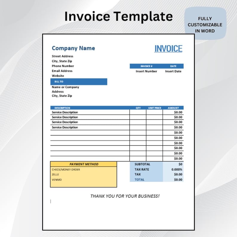 Invoice Template - Etsy