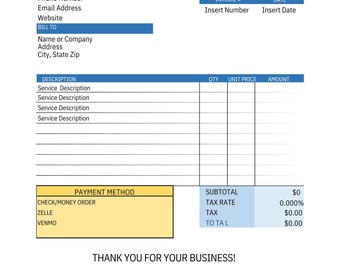 Handyman Invoice Template WORD DOC. - Etsy