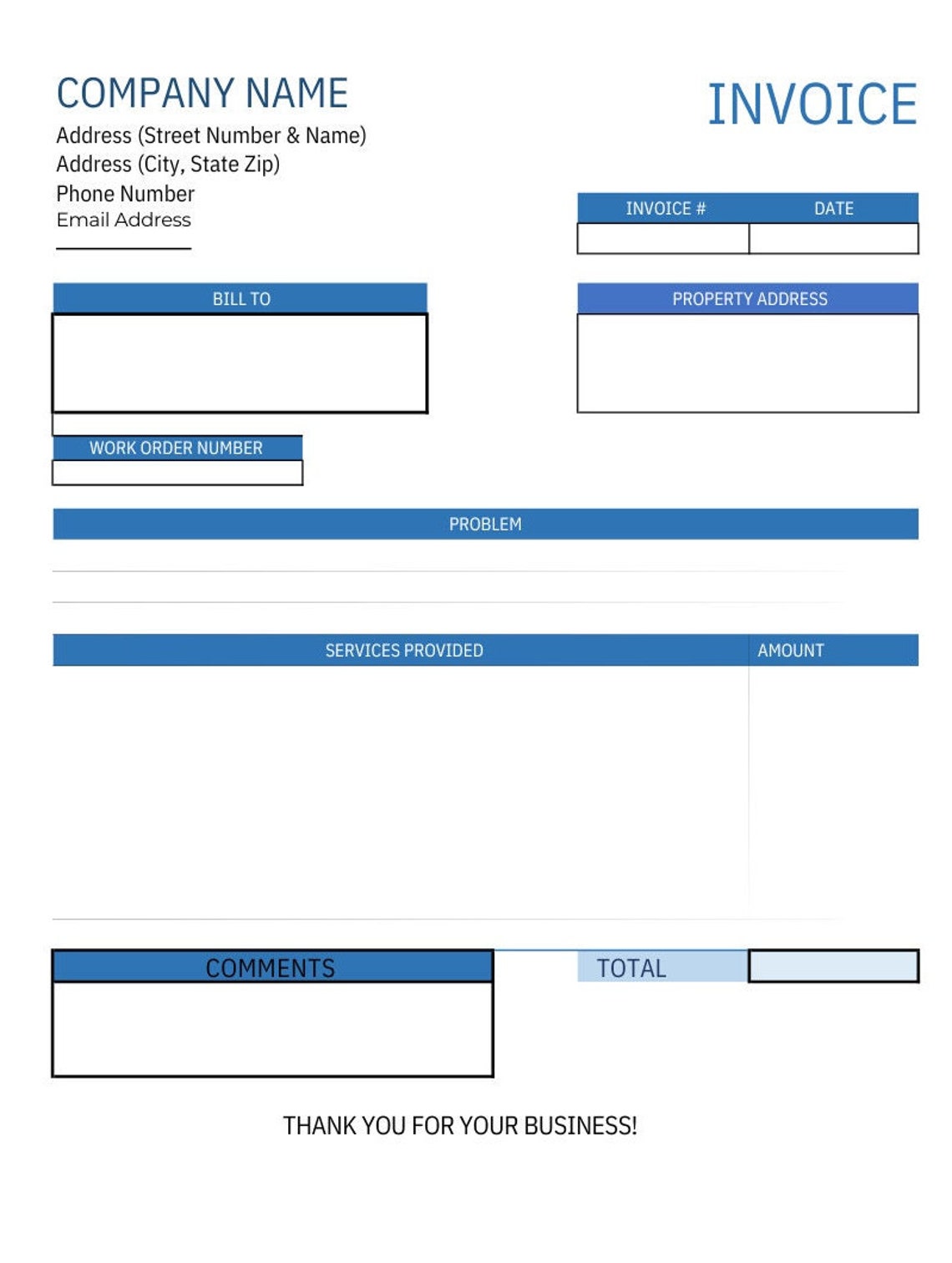 Handyman Invoice Template WORD DOC. - Etsy