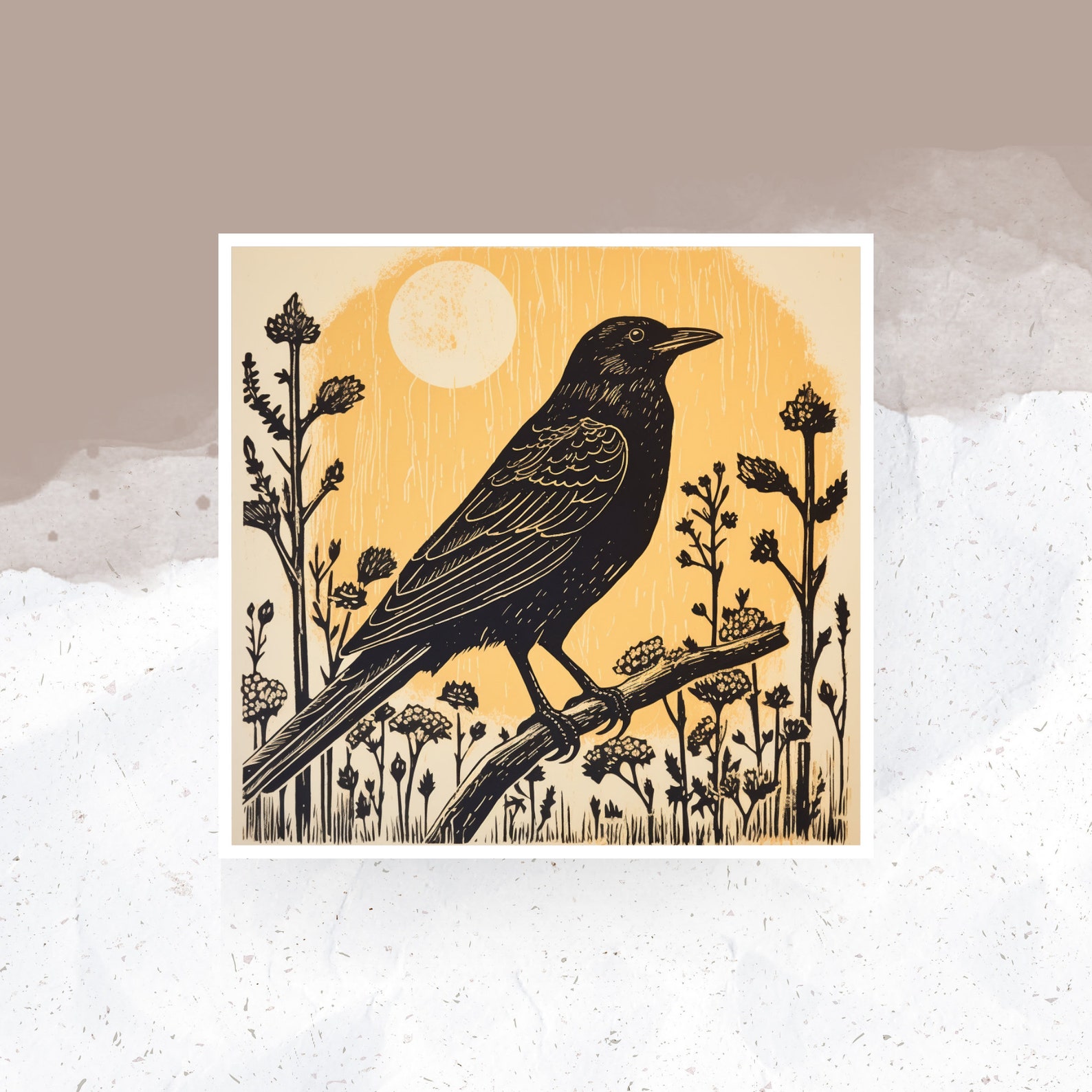 Crow Wall Art, Crow Art, Crow Illustration, Art for Office, Wall Art ...