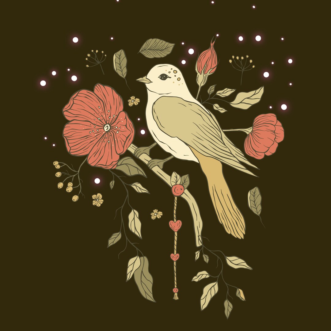 Sparrow Folk Art Print, Art for Bird Lovers, Wall Art for Office ...