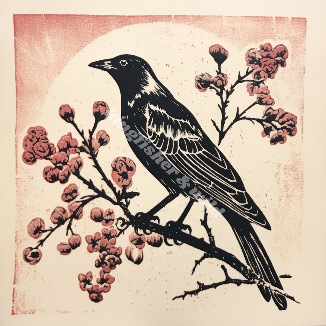 Crow Wall Art, Crow Art, Crow Illustration, Art for Office, Wall Art ...