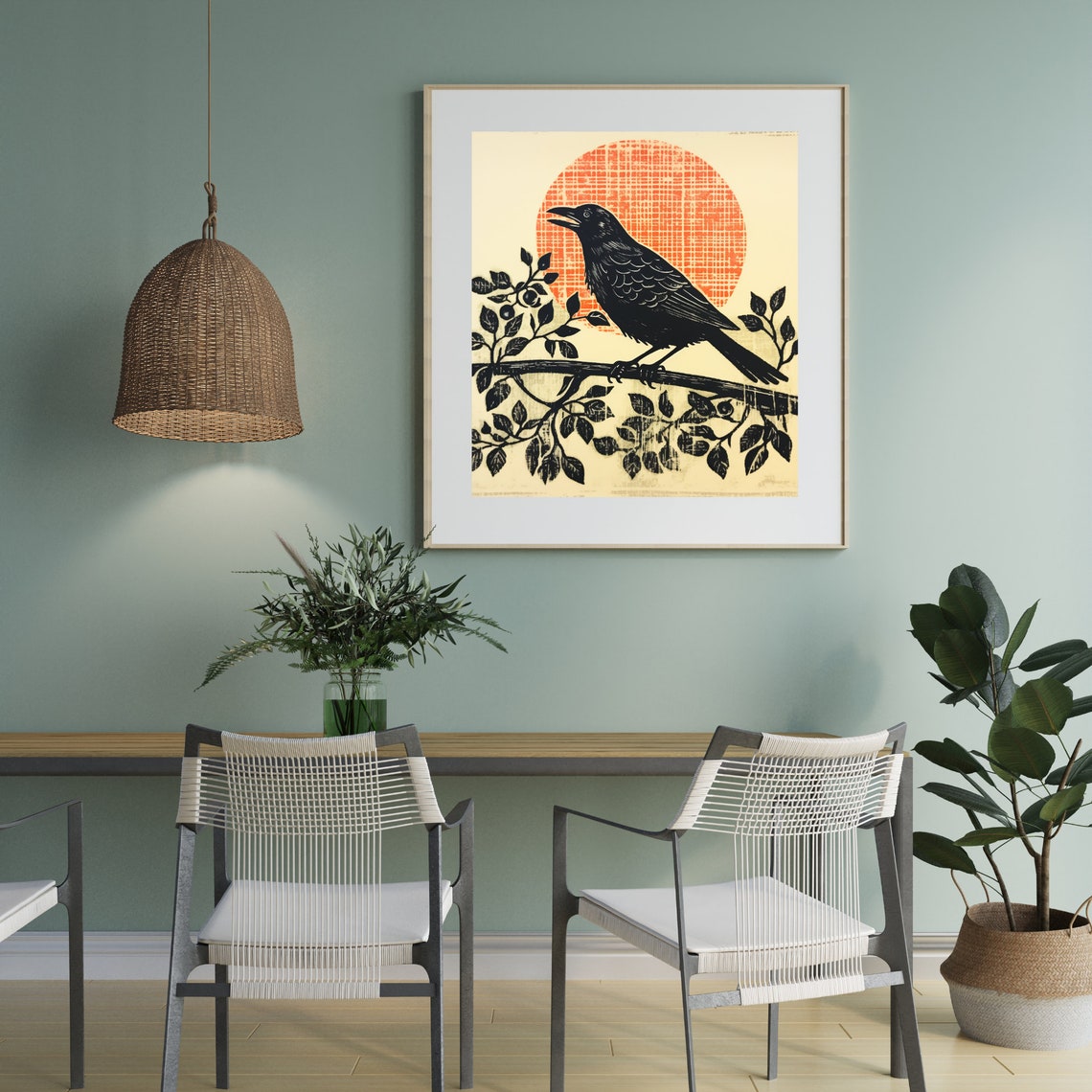 Crow Wall Art, Crow Art, Crow Illustration, Art for Office, Wall Art ...