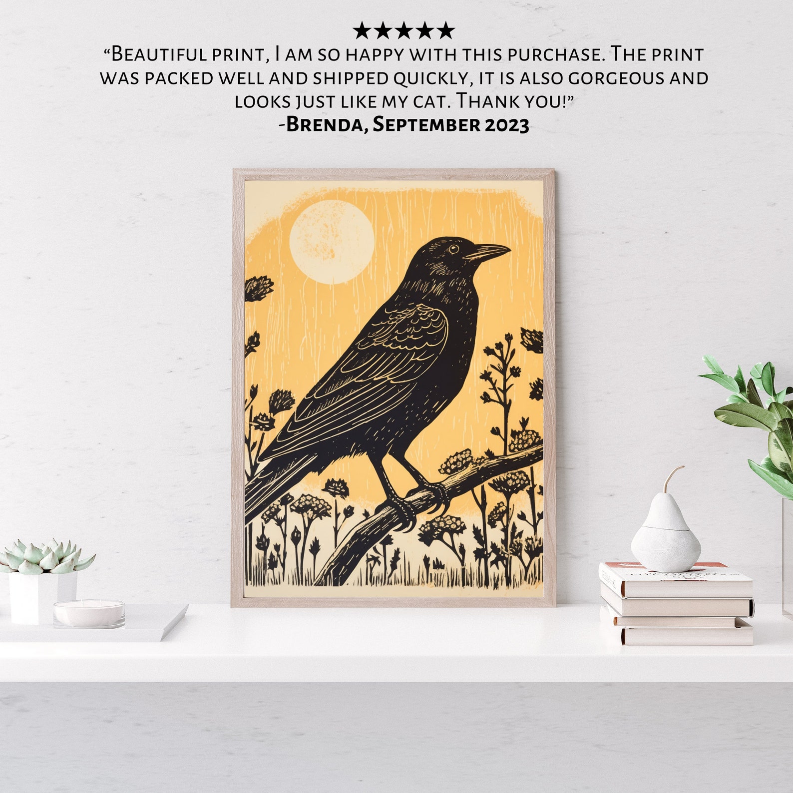 Crow Wall Art, Crow Art, Crow Illustration, Art for Office, Wall Art ...