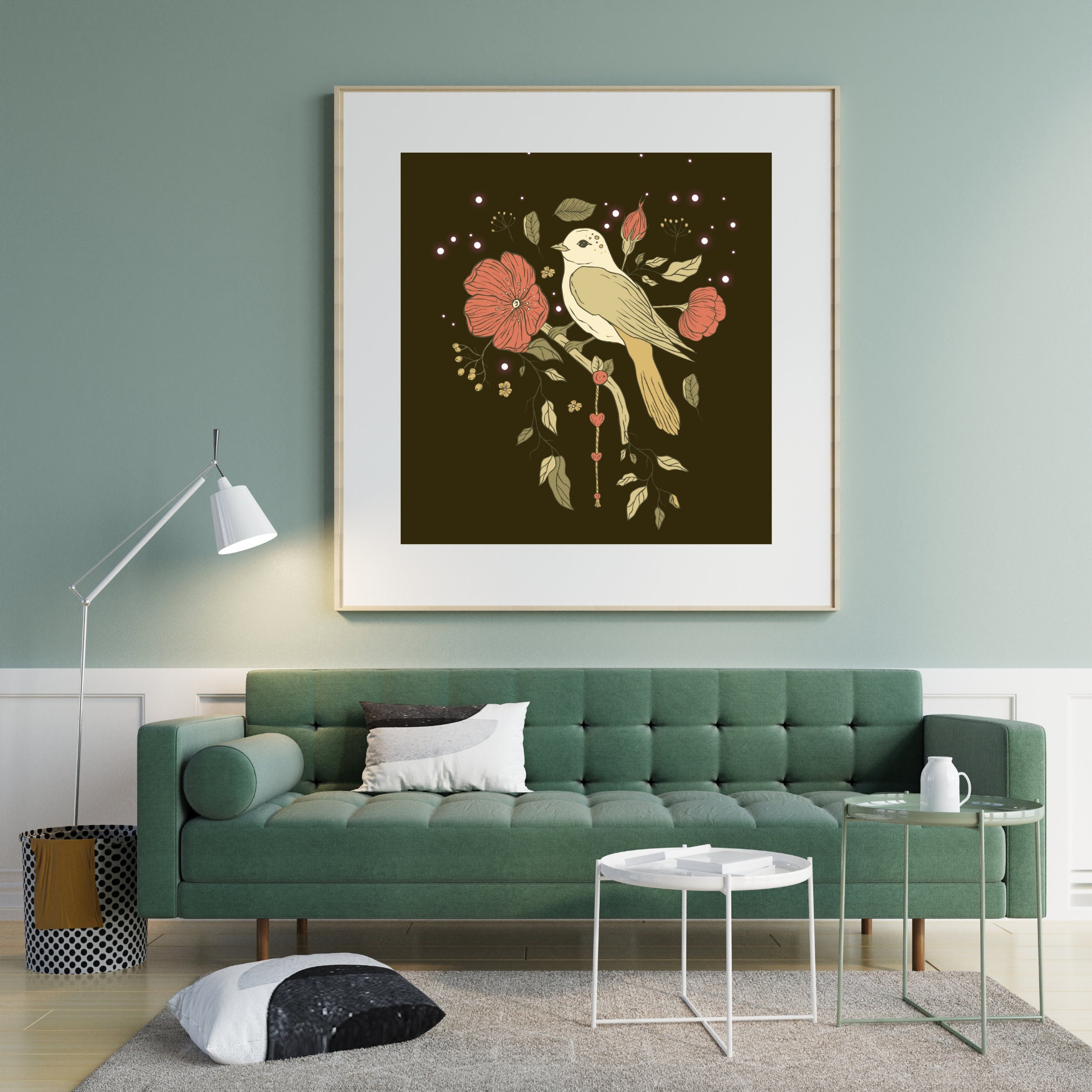 Sparrow Folk Art Print, Art for Bird Lovers, Wall Art for Office ...