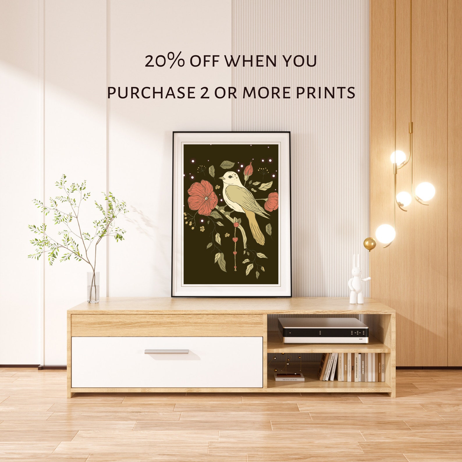 Sparrow Folk Art Print, Art for Bird Lovers, Wall Art for Office ...